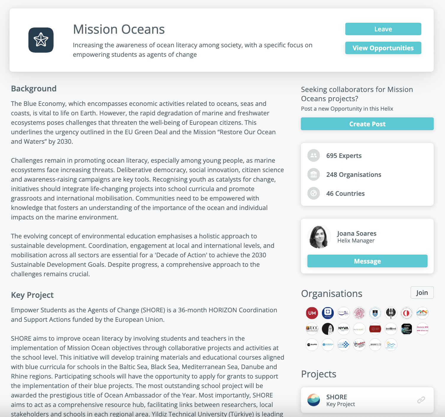 Join the Mission Oceans Helix - SHORE